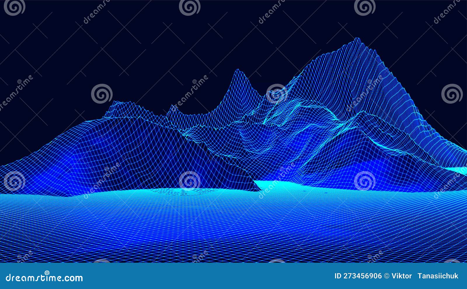 Abstract Digital Landscape. Wireframe Landscape Background. Digital ...
