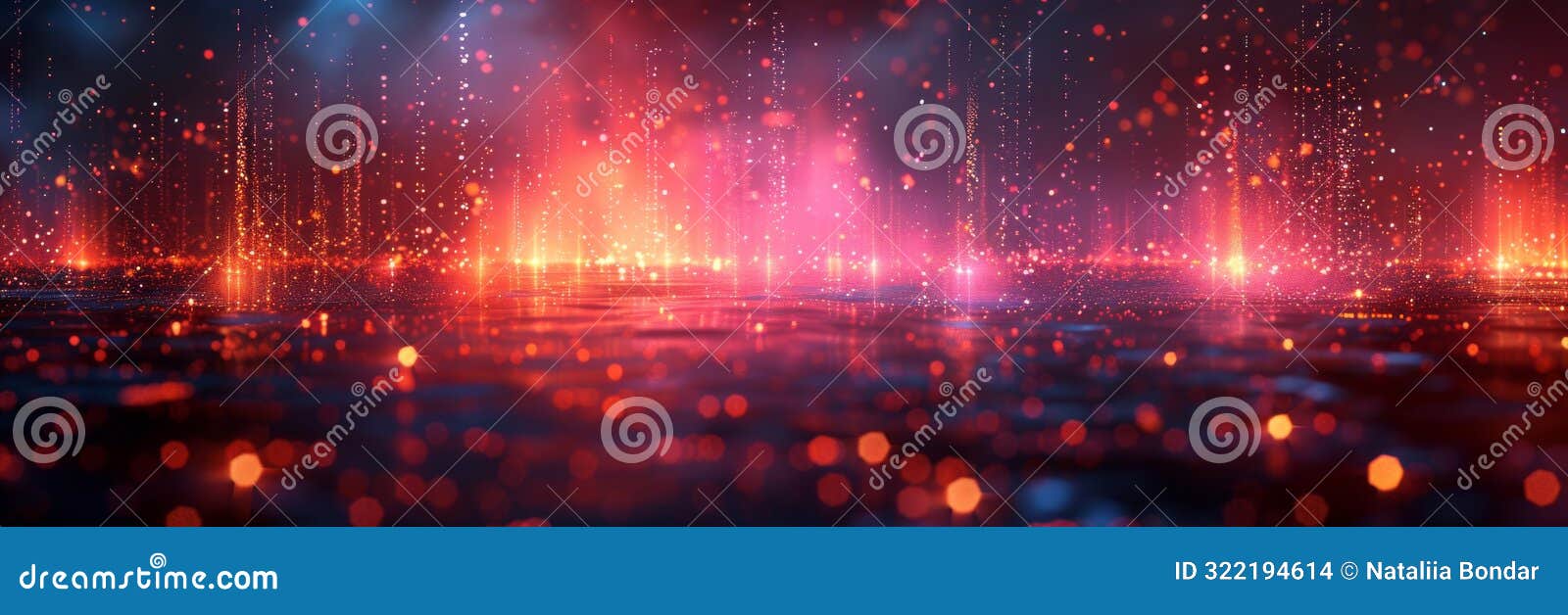 Abstract Digital Light Display with Glowing Red and Pink Lights ...