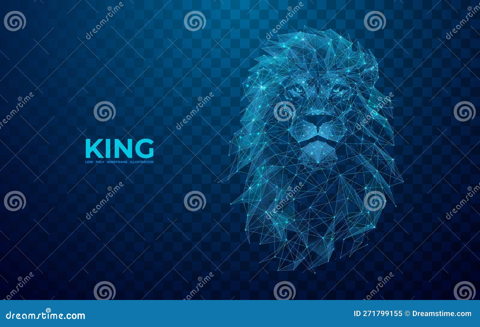 Abstract Digital Lion in Polygons, Lines and Connected Dots. Stock ...
