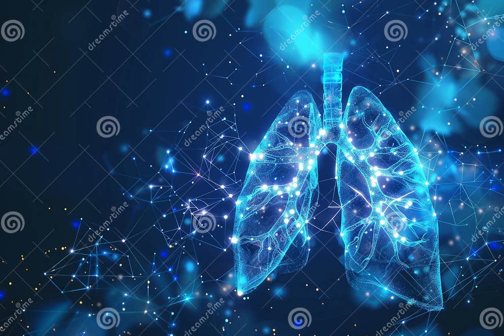 Abstract Digital Lungs Made of Glowing Blue Nodes and Lines on Dark ... Abstract Digital Lungs Made of Glowing Blue Nodes and Lines on Dark ...