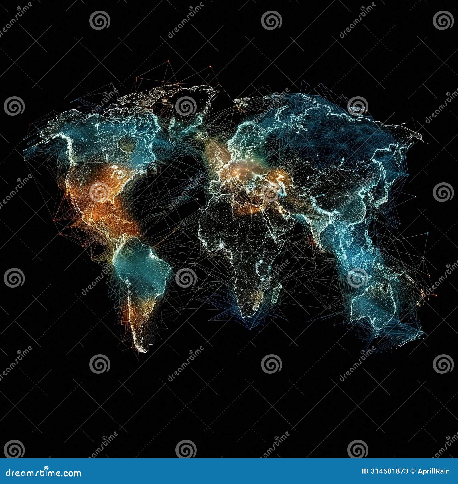 An Abstract Digital Map.the Concept of a Global Network and Data ...