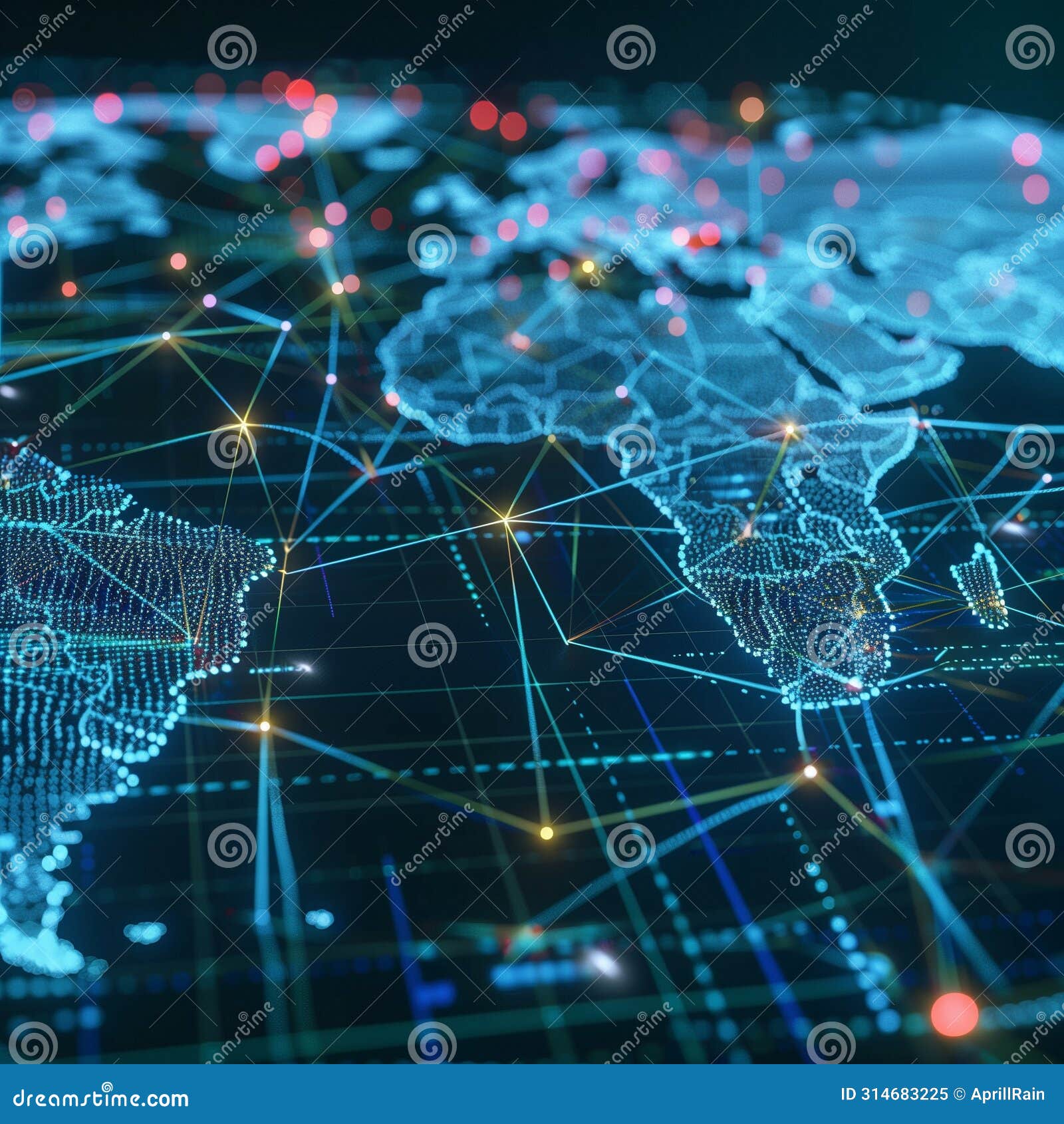 An Abstract Digital Map.the Concept of a Global Network and Data ...