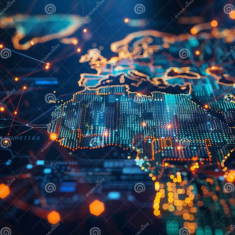 An Abstract Digital Map.the Concept of a Global Network and Data ...