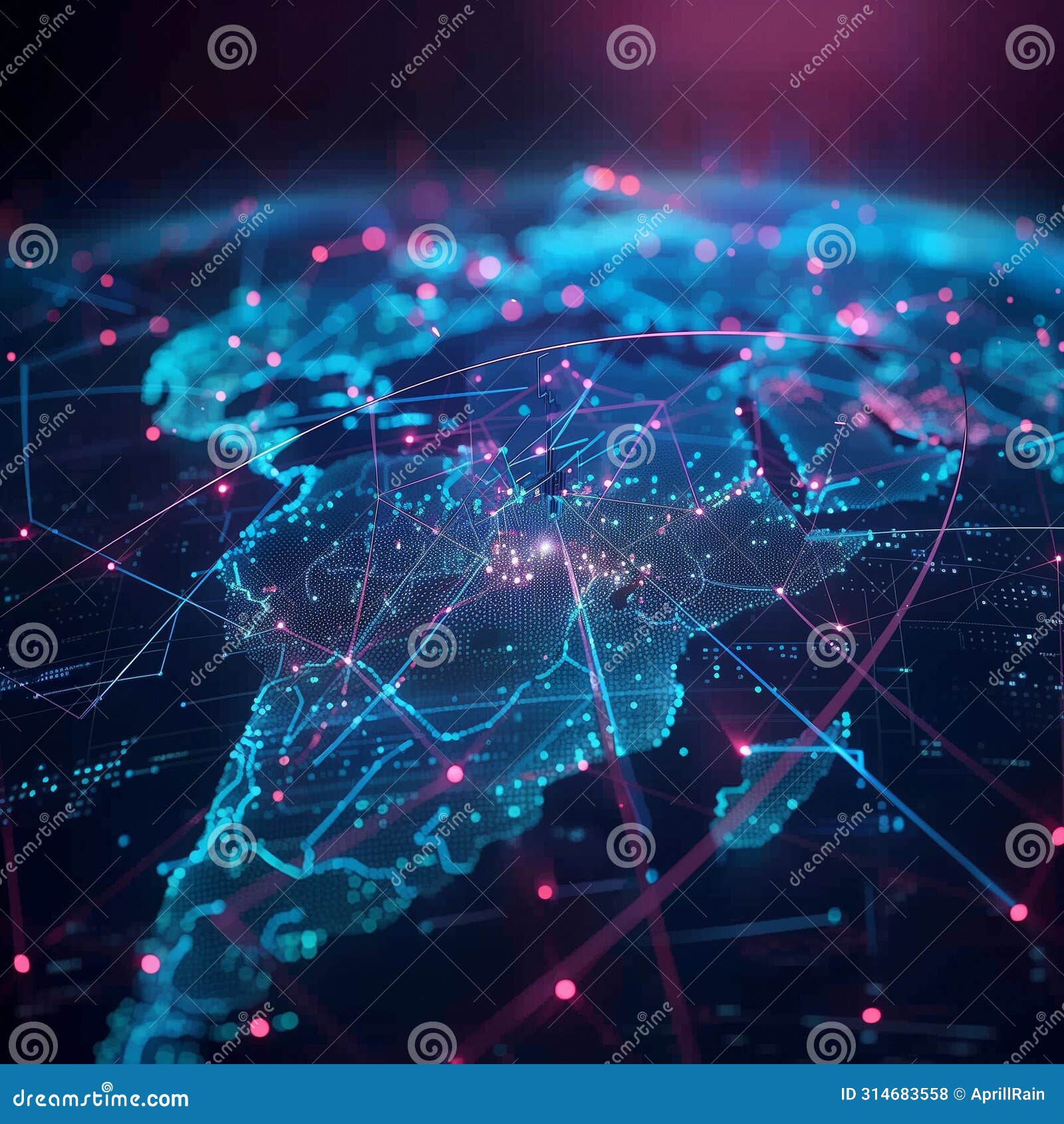 An Abstract Digital Map.the Concept of a Global Network and Data ...