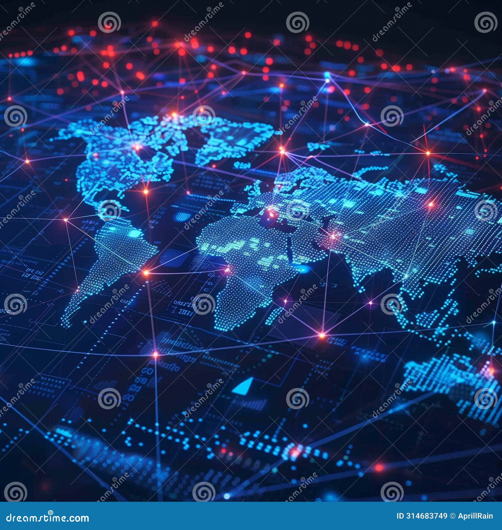 An Abstract Digital Map.the Concept of a Global Network and Data ...