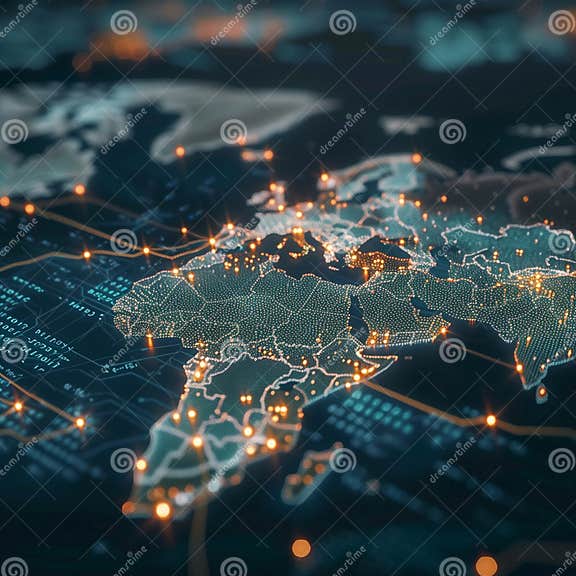 An Abstract Digital Map.the Concept of a Global Network and Data ...