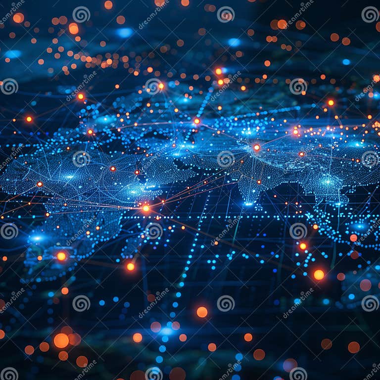 An Abstract Digital Map.the Concept of a Global Network and Data ...