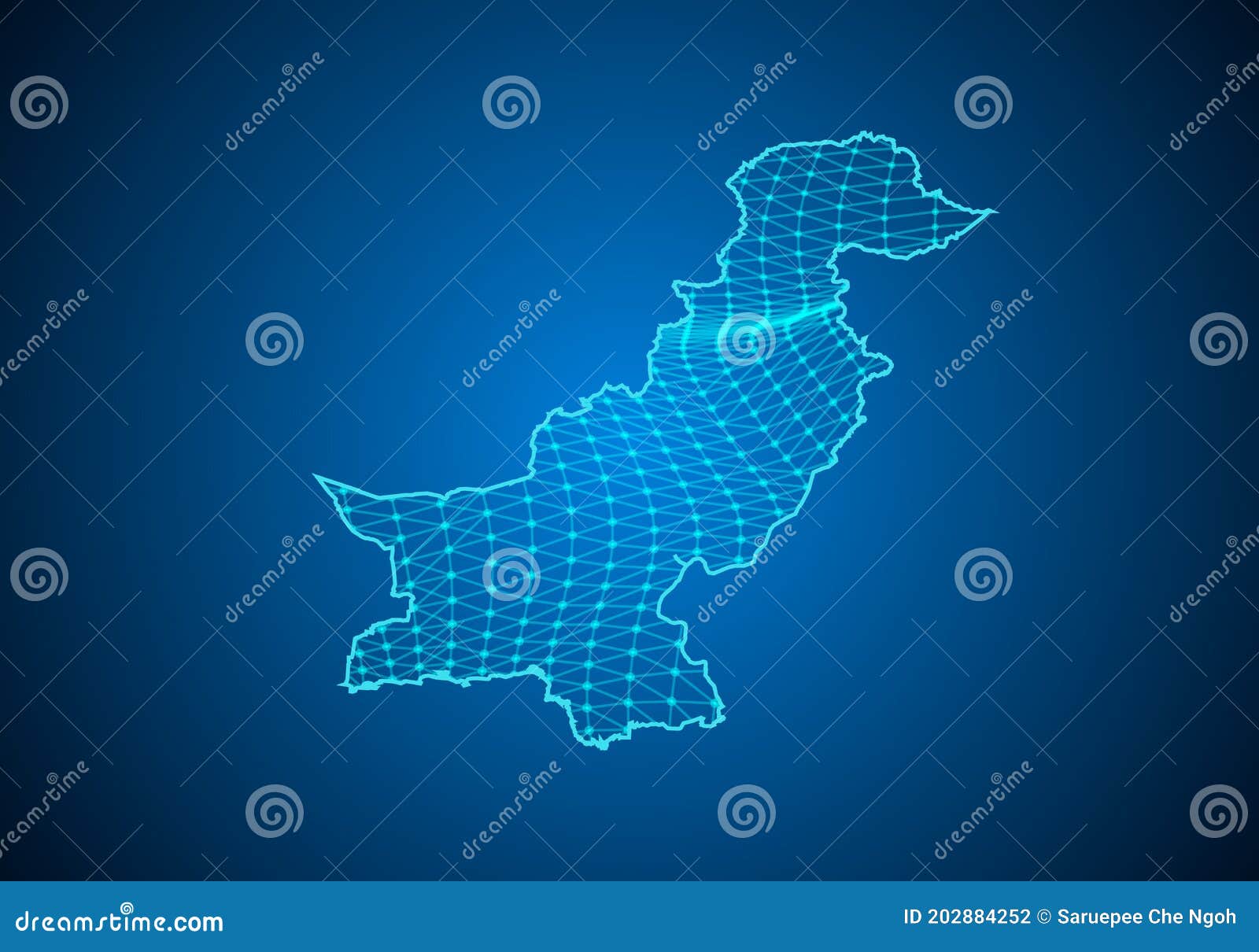 Abstract Digital Map of Pakistan with Particles Dots and Line ...