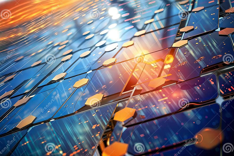 Abstract Digital Matrix with Glowing Hexagonal Patterns, Generative Ai ...