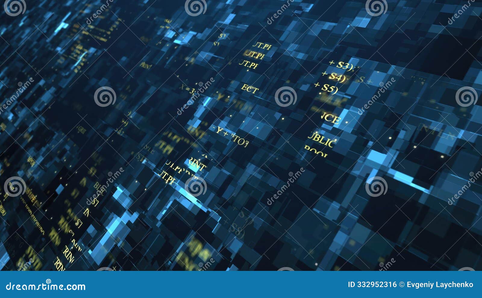 Abstract Digital Matrix with Illuminated Symbols Representing Data ...