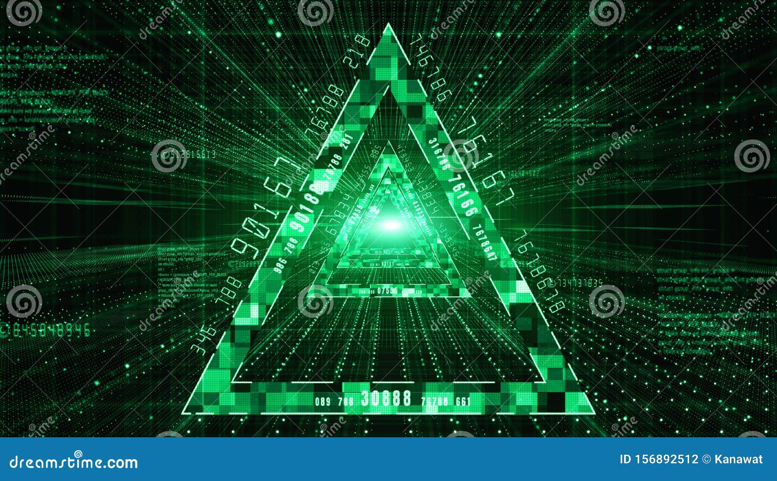 Abstract Digital Matrix Particles Flow, Digital Data Connection ...