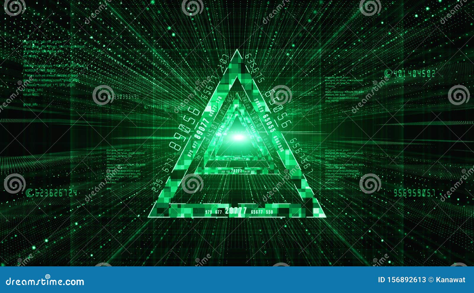 Abstract Digital Matrix Particles Flow, Digital Data Connection ...