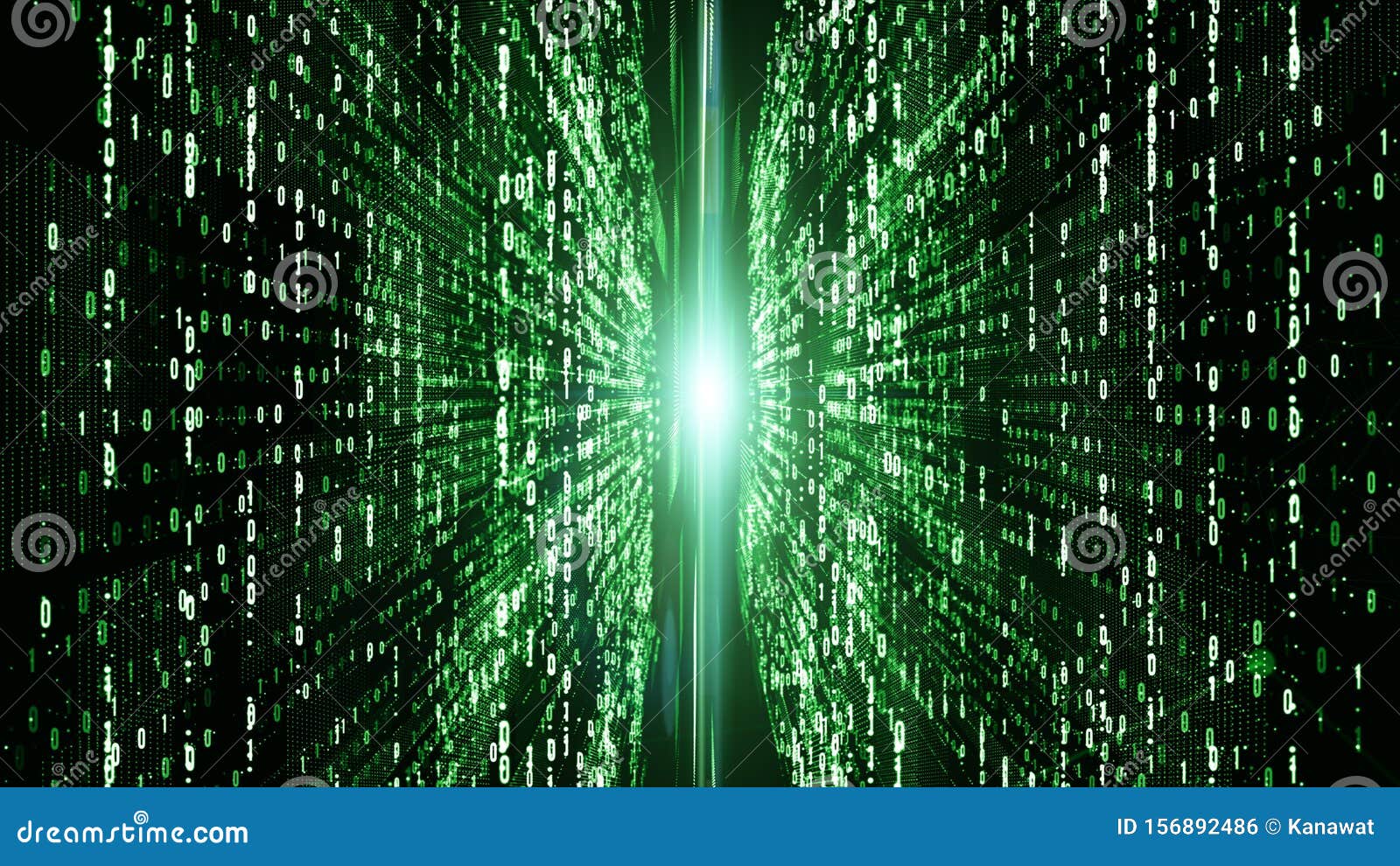 Abstract Digital Matrix Particles Flow, Digital Data Connection ...