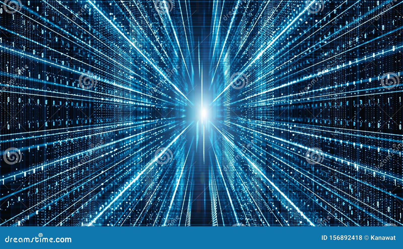 Abstract Digital Matrix Particles Flow, Digital Data Connection ...