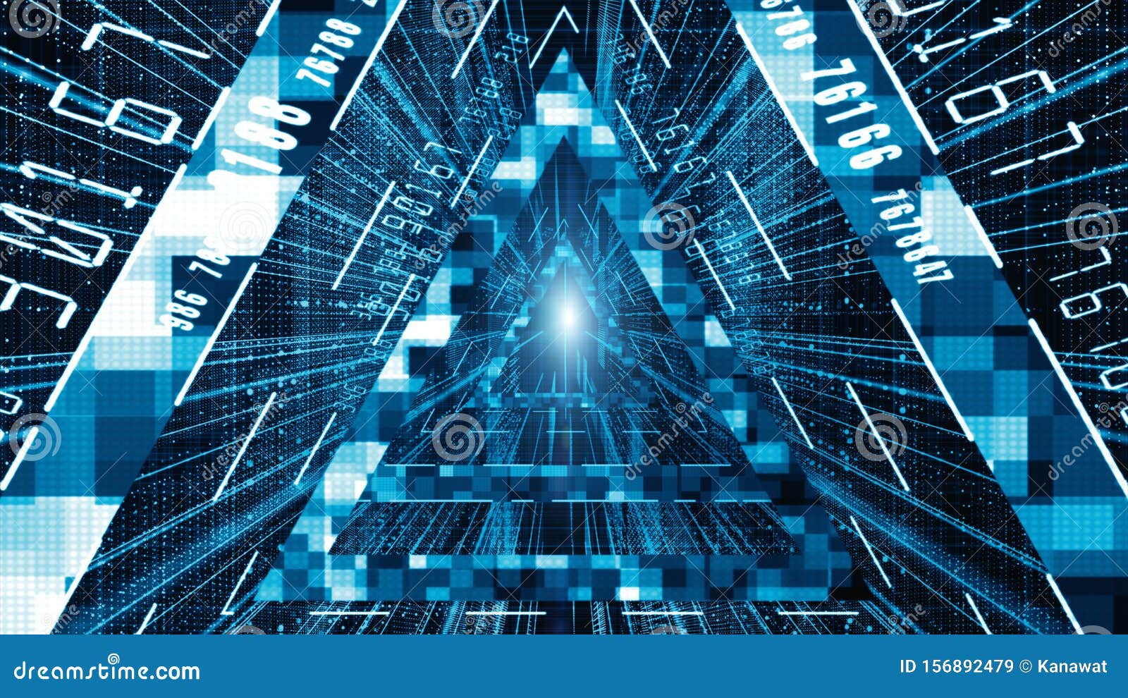 Abstract Digital Matrix Particles Flow, Digital Data Connection ...