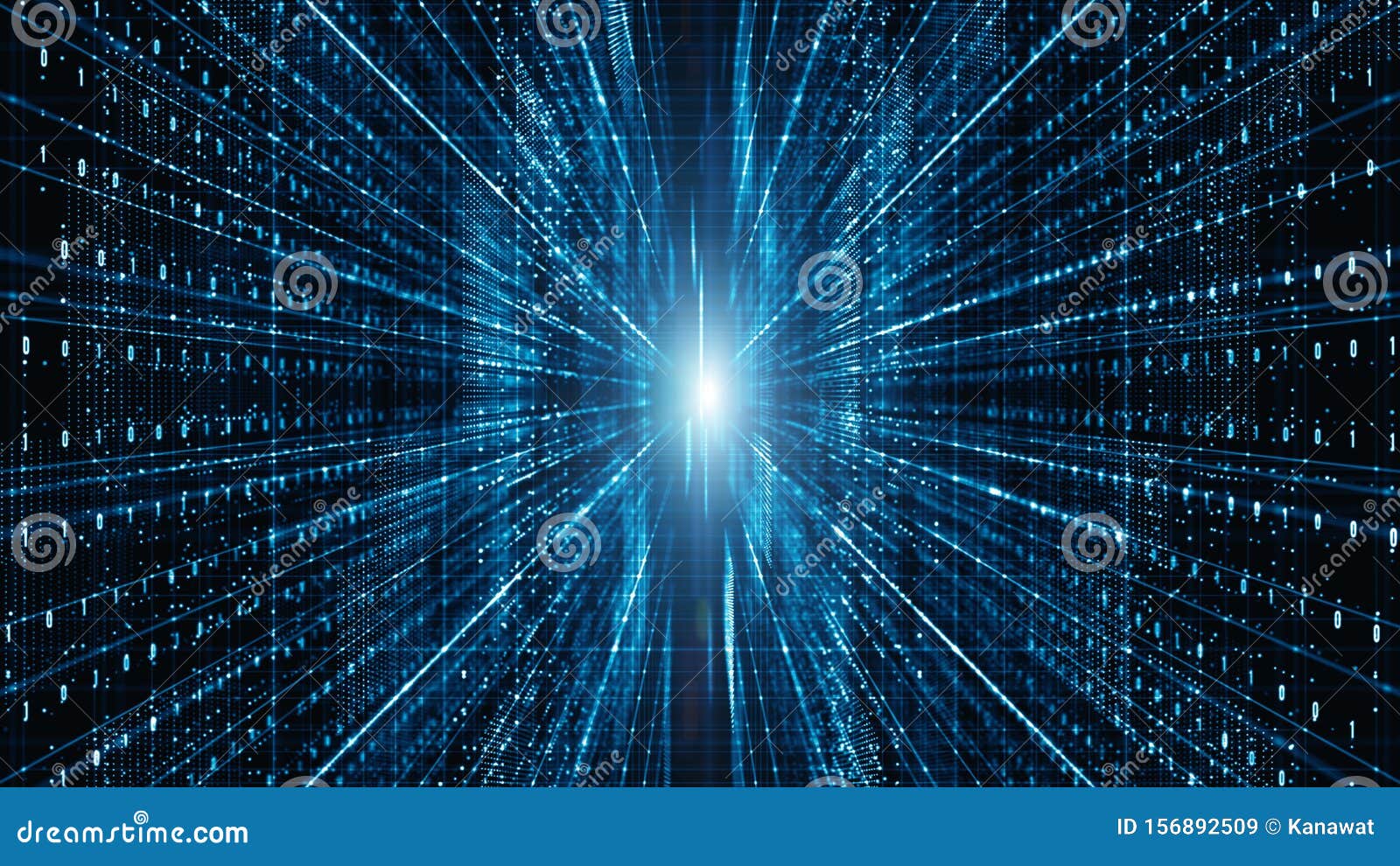 Abstract Digital Matrix Particles Flow, Digital Data Connection ...