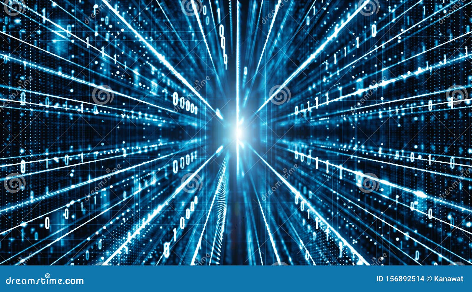 Abstract Digital Matrix Particles Flow, Digital Data Connection ...