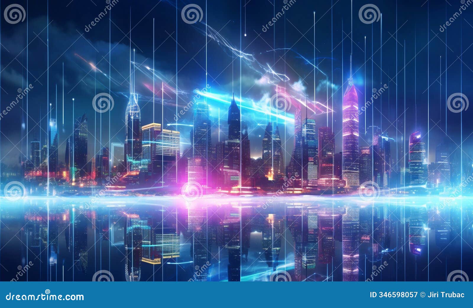 Abstract Digital Modern City With Infrastructure And Digitalization ...