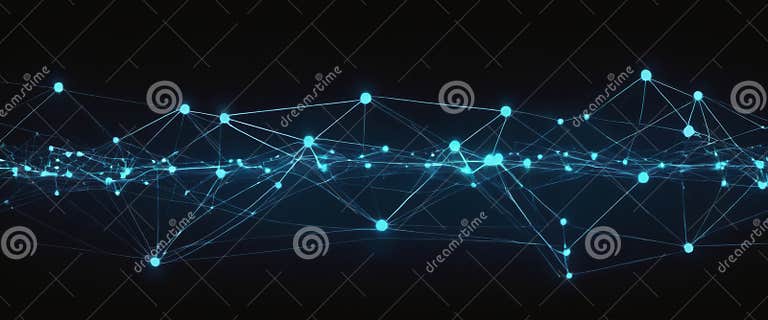 Abstract Digital Network with Connected Blue Nodes and Lines Stock ...