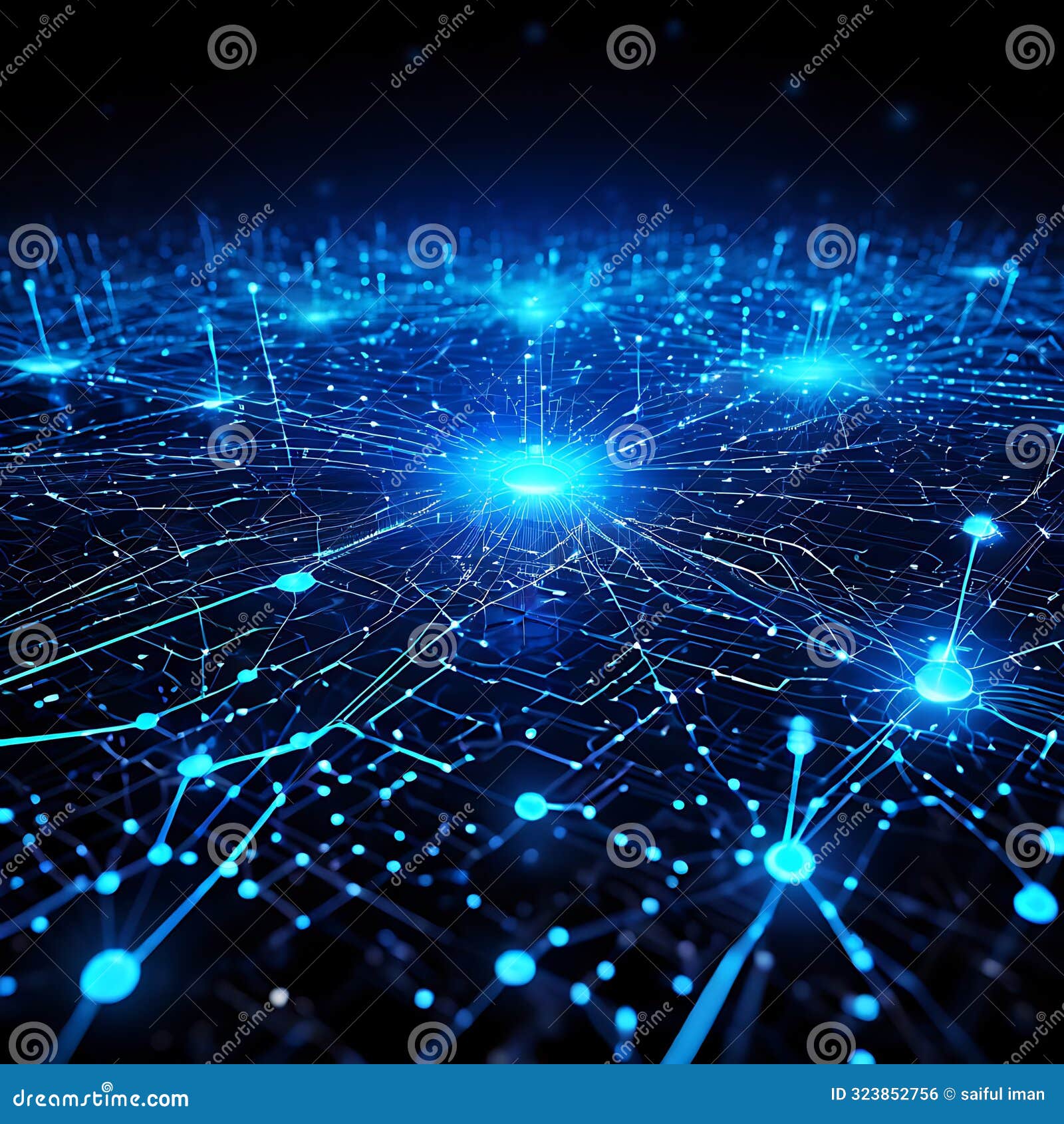 Abstract Digital Network Connection with Glowing Nodes and Lines ...