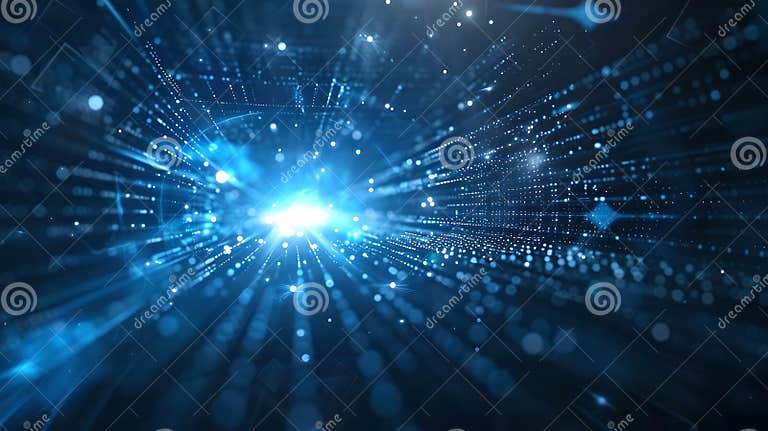 Dynamic Digital Data Stream Visualization, Blue Tech Abstract ...