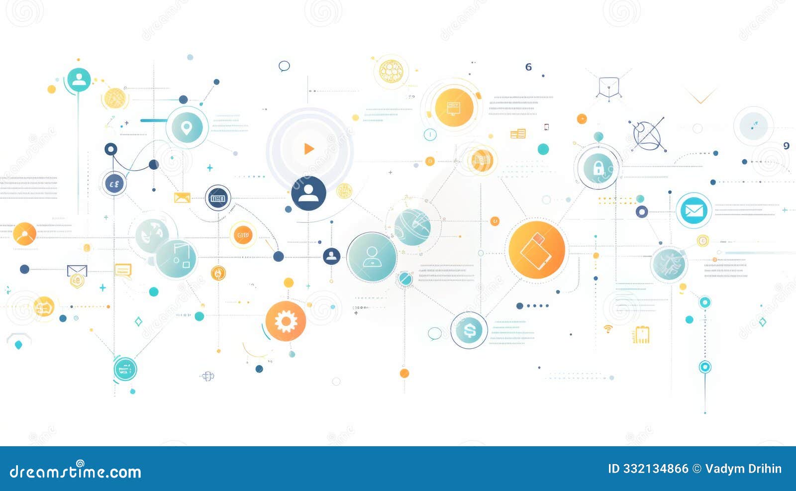 Abstract Digital Network with Data Icons and Connectivity Symbols on ...