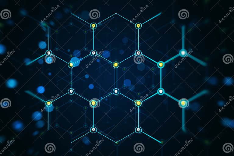 An Abstract Digital Network Design on a Dark Background with Glowing ...