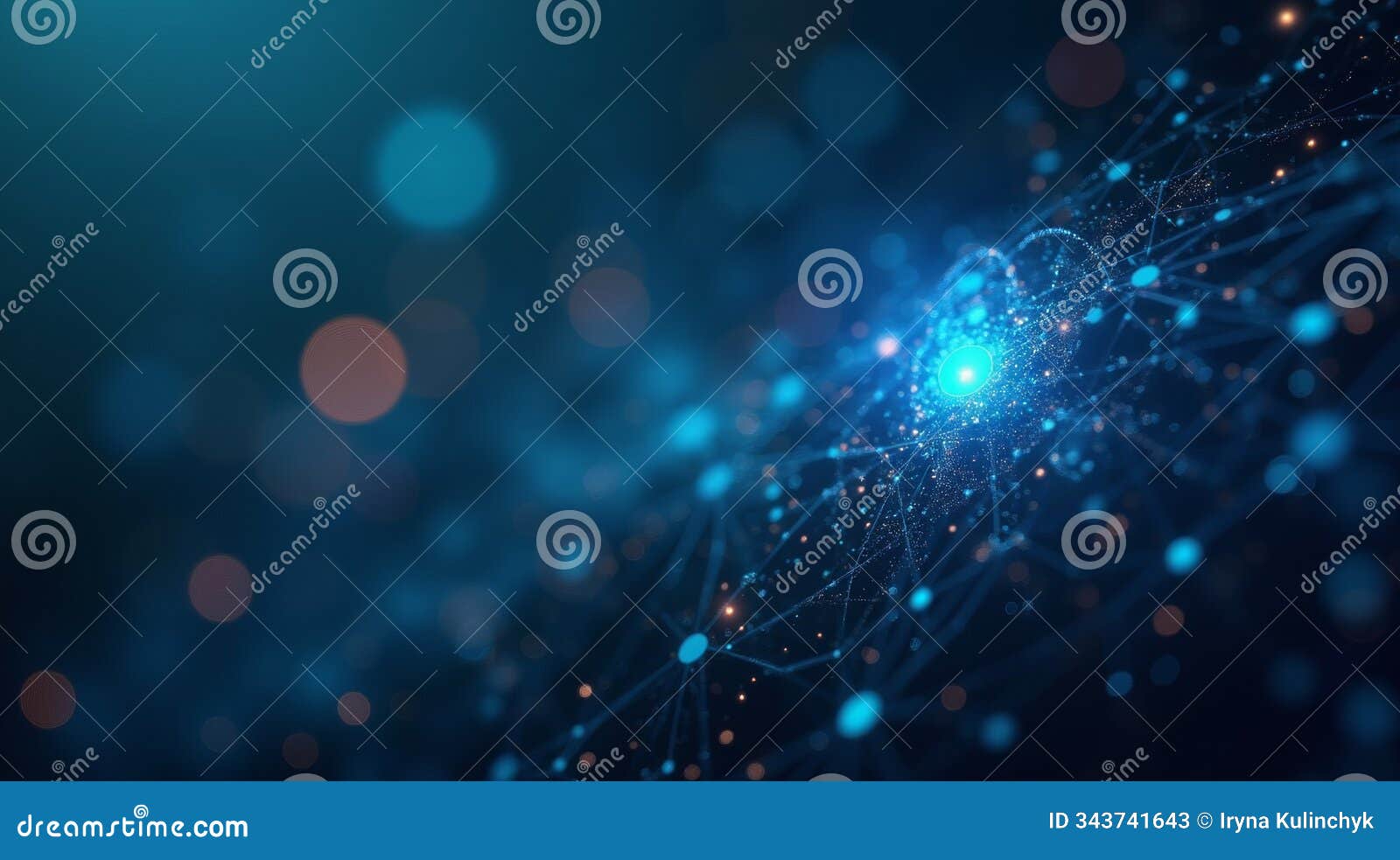 Abstract Digital Network with Glowing Nodes and Connections on Dark ...