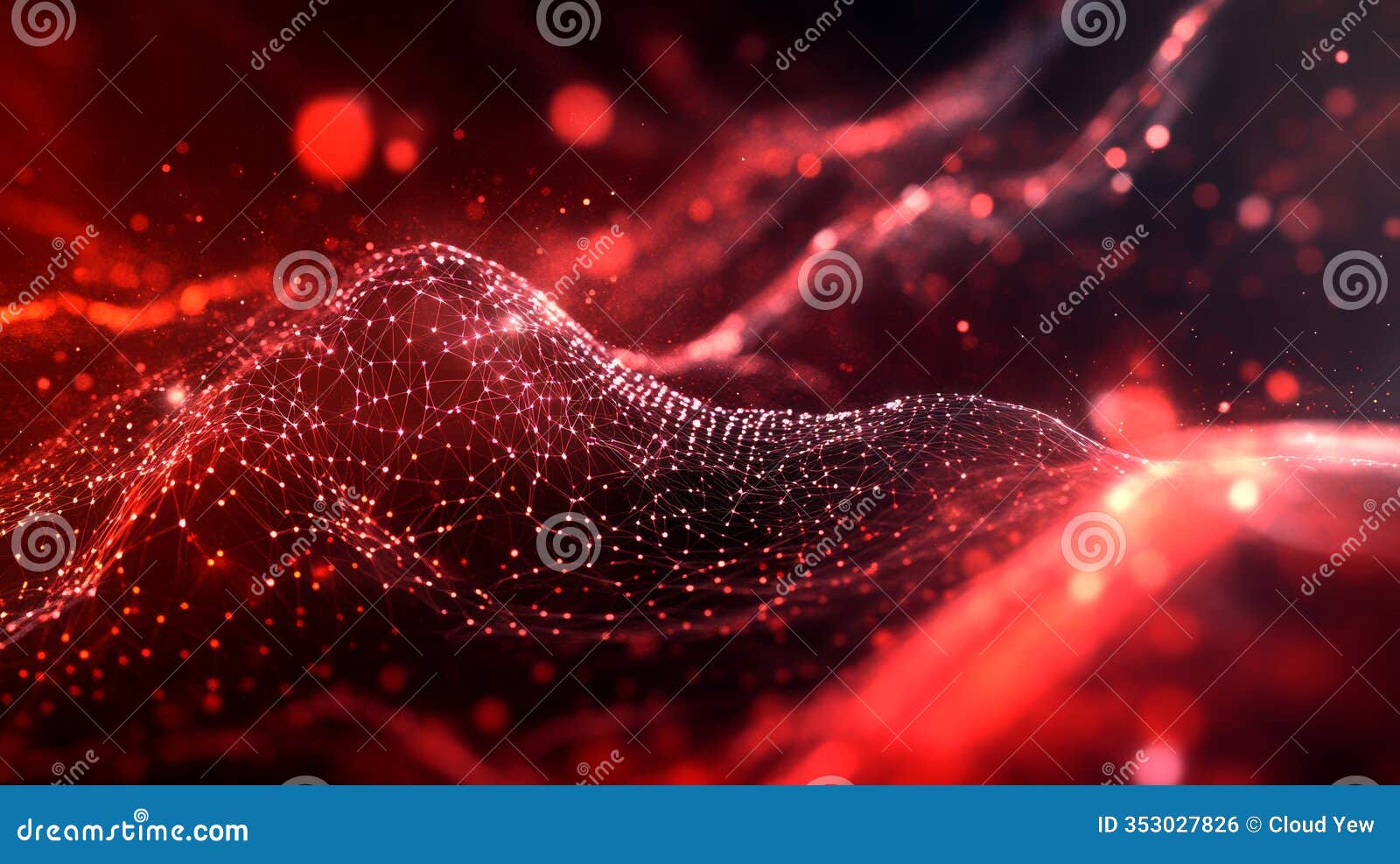 Abstract Digital Network Graphic with Realistic Volumetric Effects in ...
