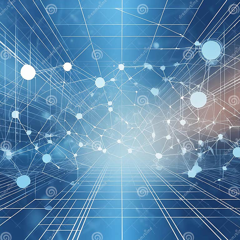 Abstract Digital Network Grid Background. Generative AI Stock Image - Image of generative, dots ...