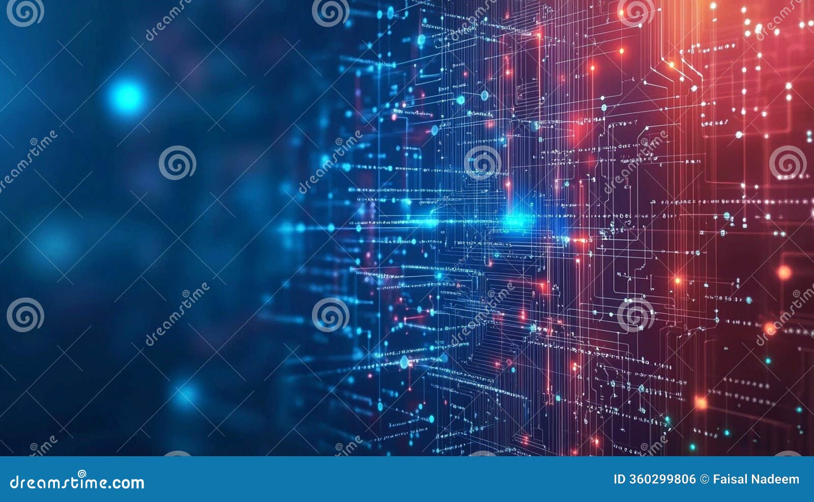 Abstract Digital Network Technology Background Red Blue Lines Web Data ...