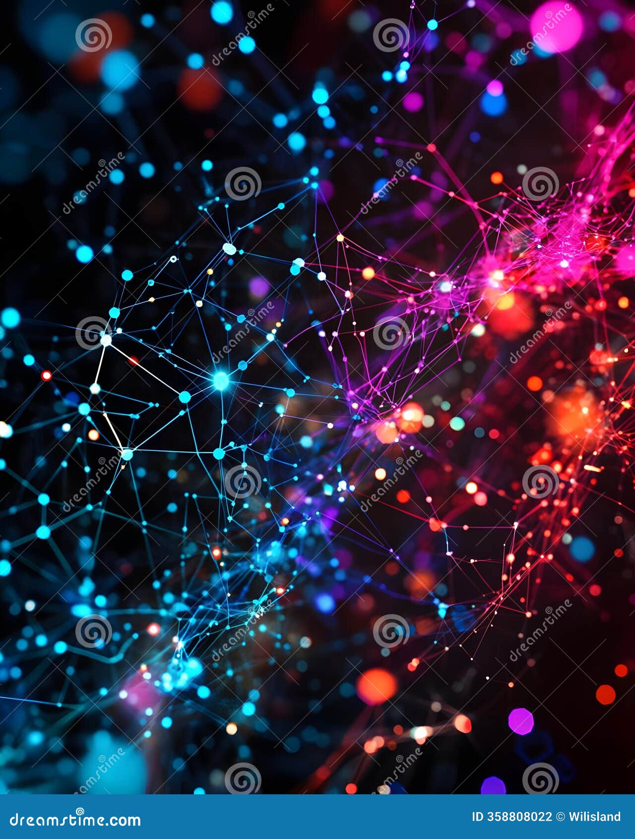 Abstract Digital Network with Vibrant Colors Representing Connections ...