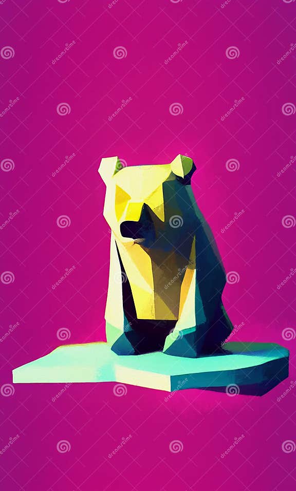 Low Poly Bear - Stylized Digital Art Stock Illustration - Illustration of illustrations, polar ...