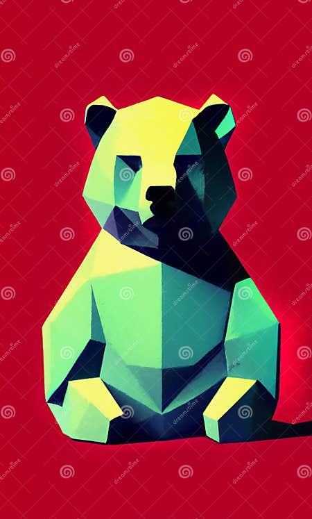 Low Poly Bear - Stylized Digital Art Stock Illustration - Illustration of abstract, landscapes ...