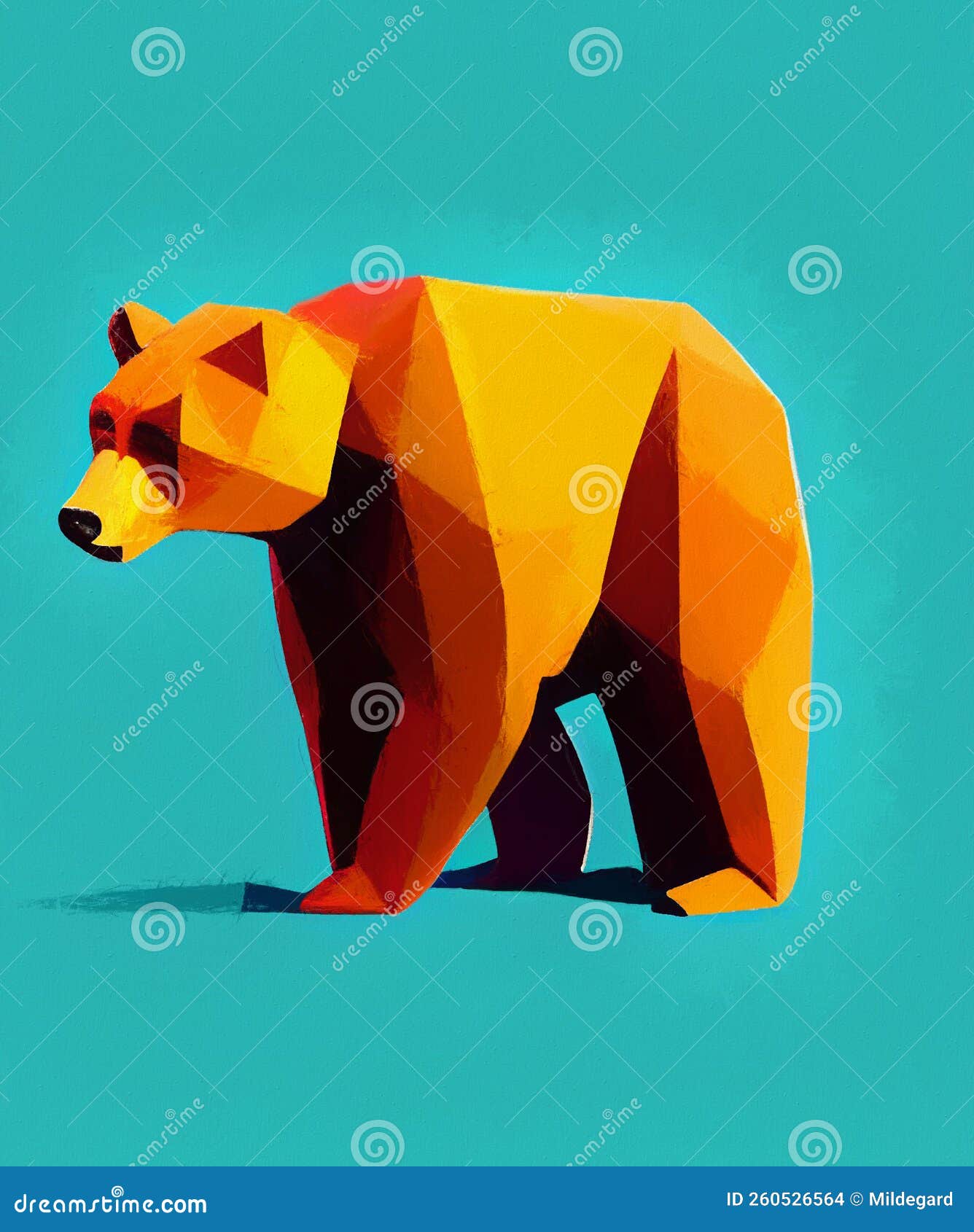 Low Poly Bear - Stylized Digital Art Stock Illustration - Illustration ...