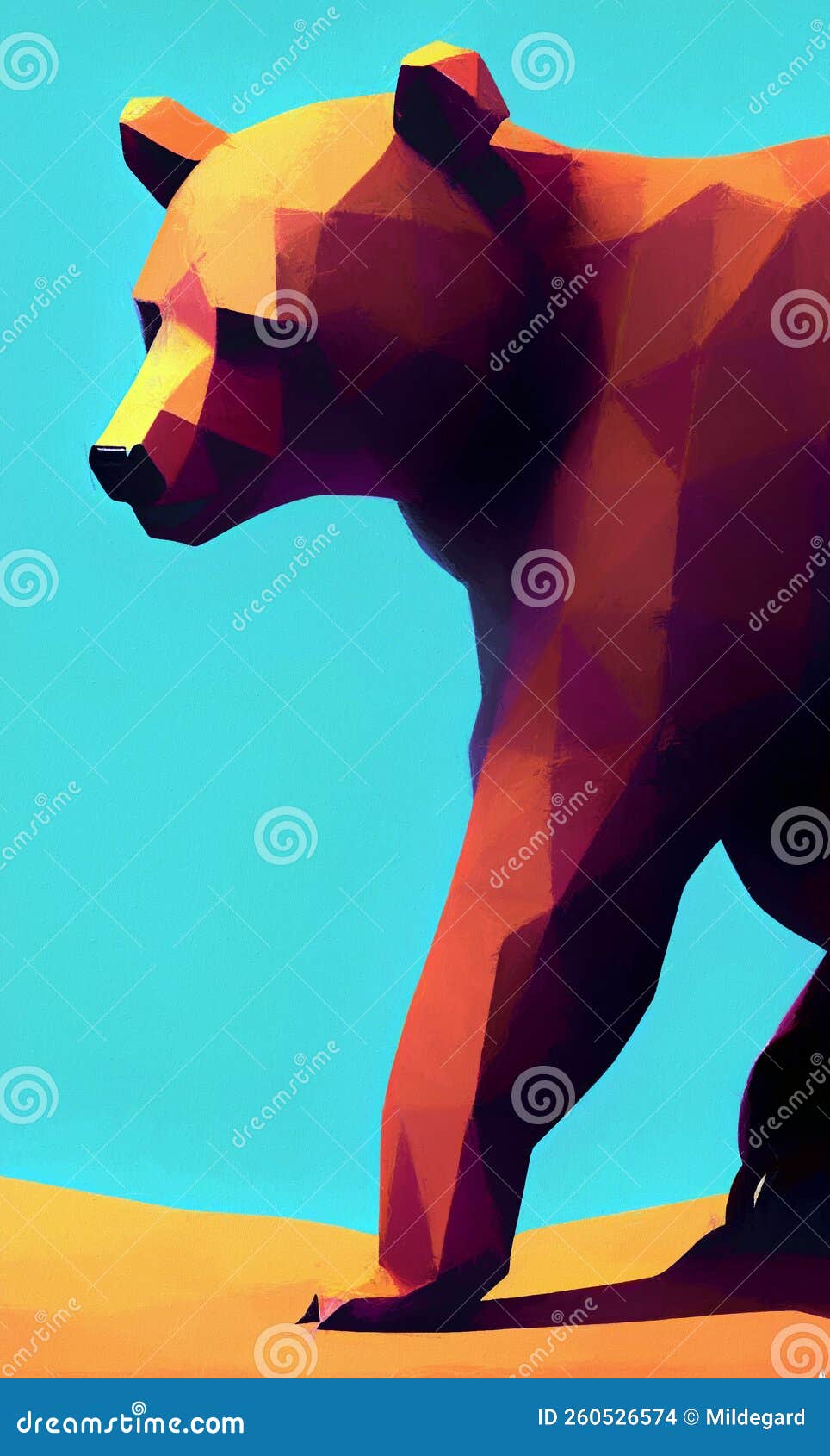Low Poly Bear - Stylized Digital Art Stock Illustration - Illustration ...