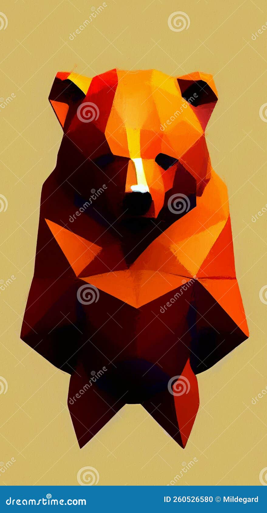 Low Poly Bear - Stylized Digital Art Stock Illustration - Illustration of render, paintings ...