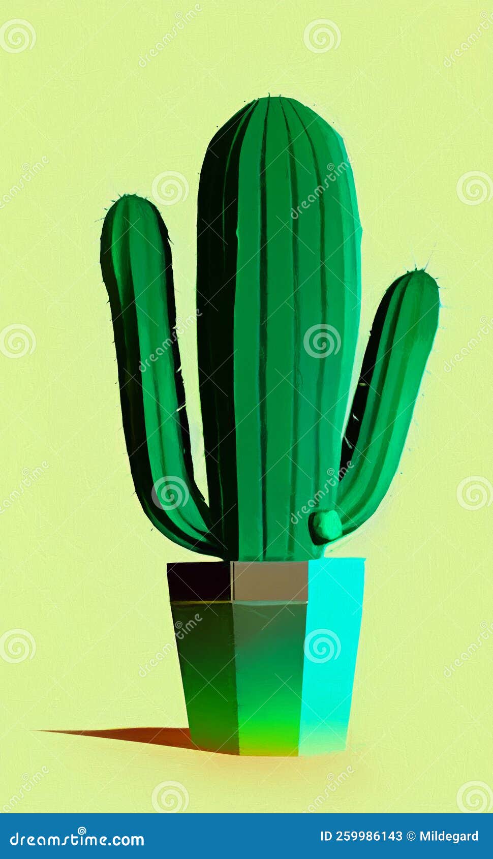 Low Poly Cactus - Stylized Digital Art Stock Illustration ...