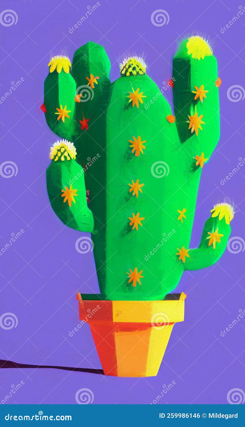 Low Poly Cactus - Stylized Digital Art Stock Illustration ...