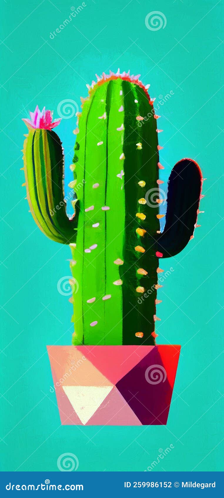 Low Poly Cactus - Stylized Digital Art Stock Illustration ...