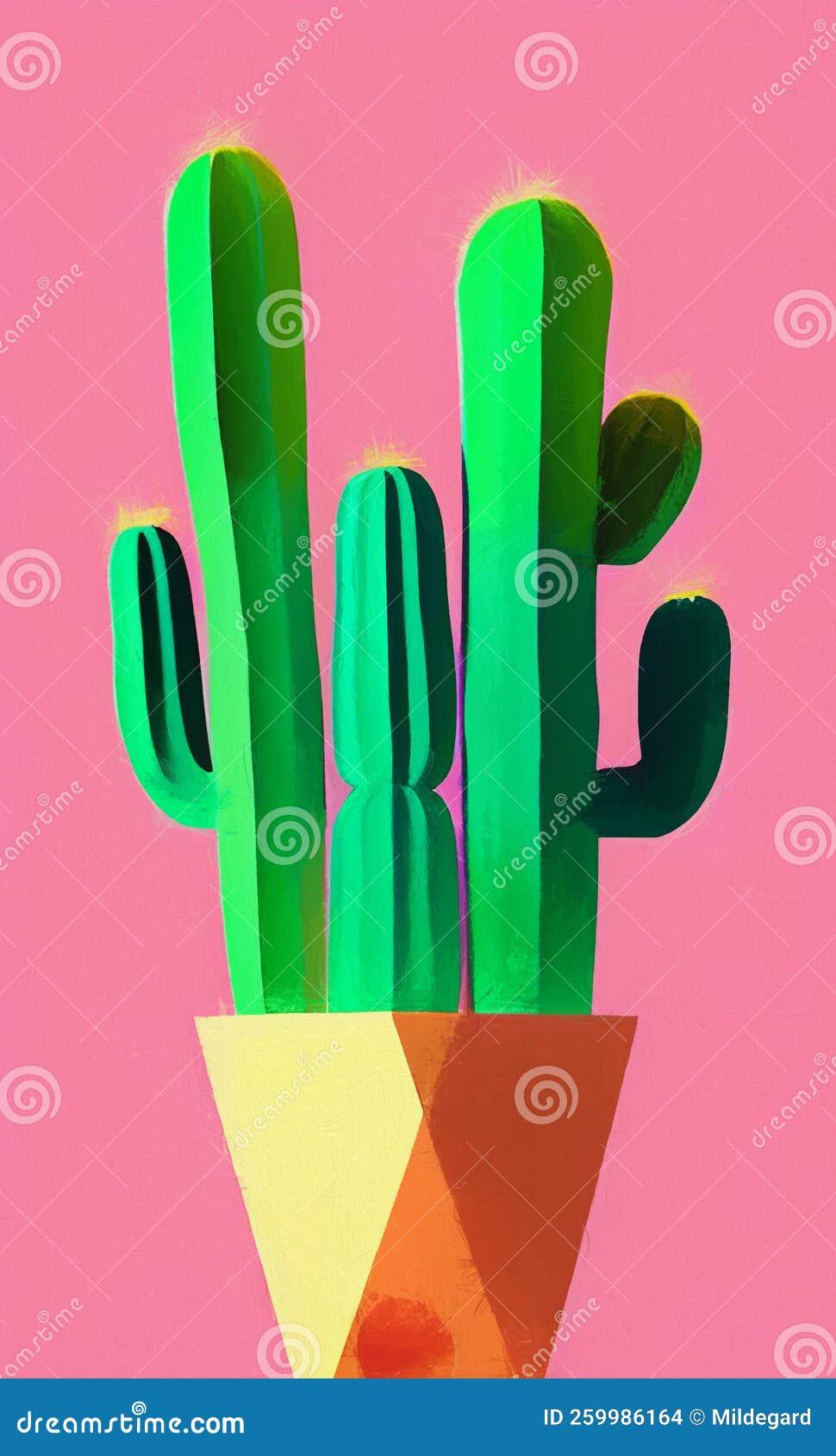 Low Poly Cactus - Stylized Digital Art Stock Illustration ...