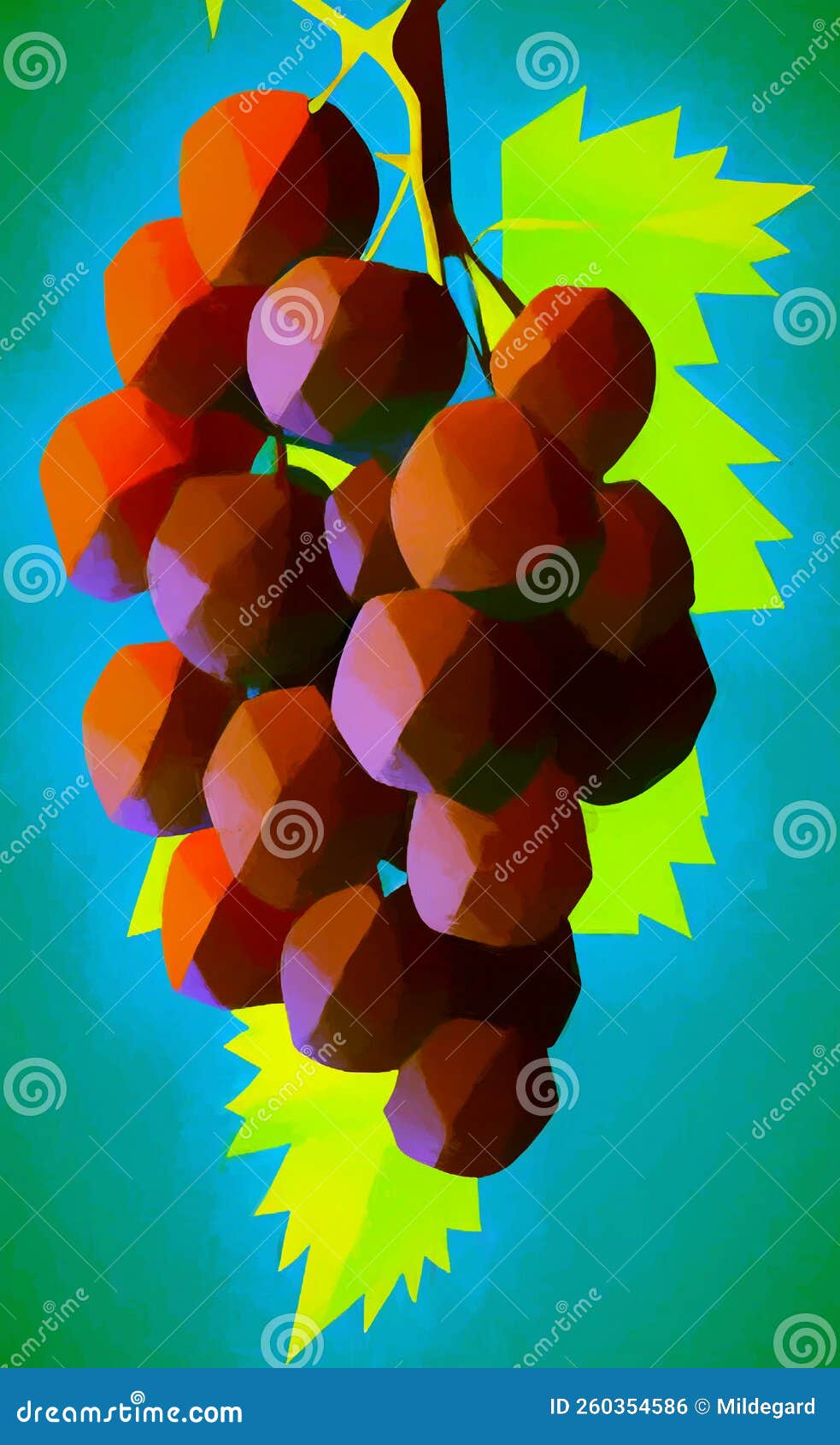 Low Poly Grapes - Stylized Digital Art Stock Illustration ...