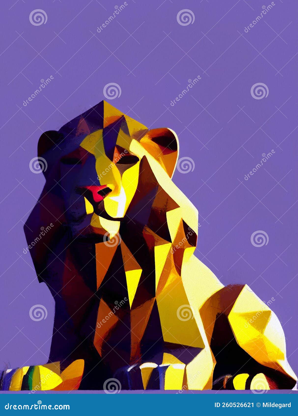 Low Poly Lion - Stylized Digital Art Stock Illustration - Illustration ...