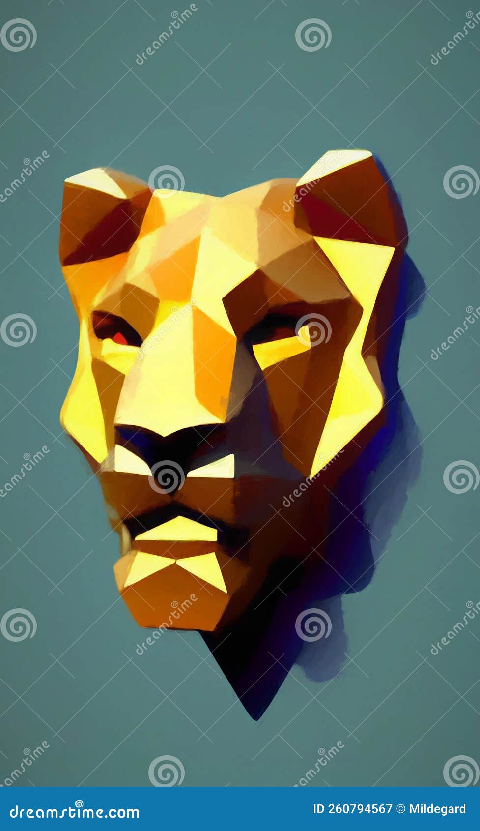 Low Poly Lion - Stylized Digital Art Stock Illustration - Illustration ...
