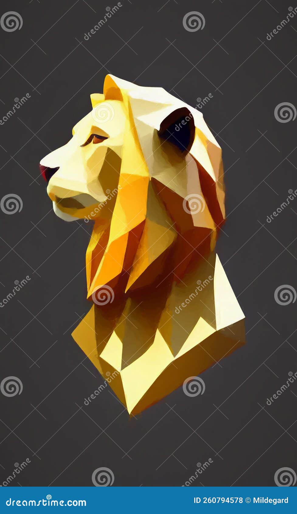 Low Poly Lion - Stylized Digital Art Stock Illustration - Illustration ...