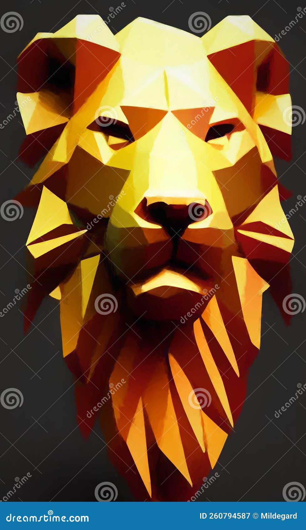 Low Poly Lion - Stylized Digital Art Stock Illustration - Illustration ...