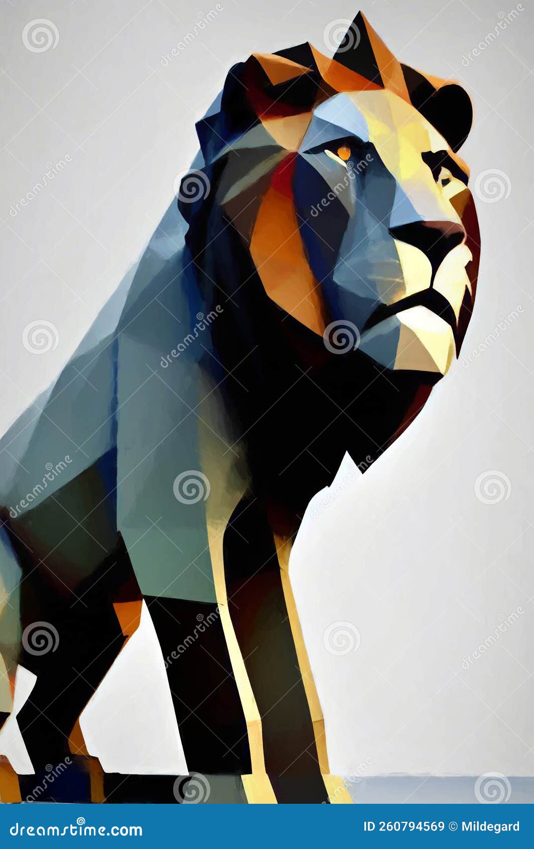 Low Poly Lion - Stylized Digital Art Stock Illustration - Illustration ...