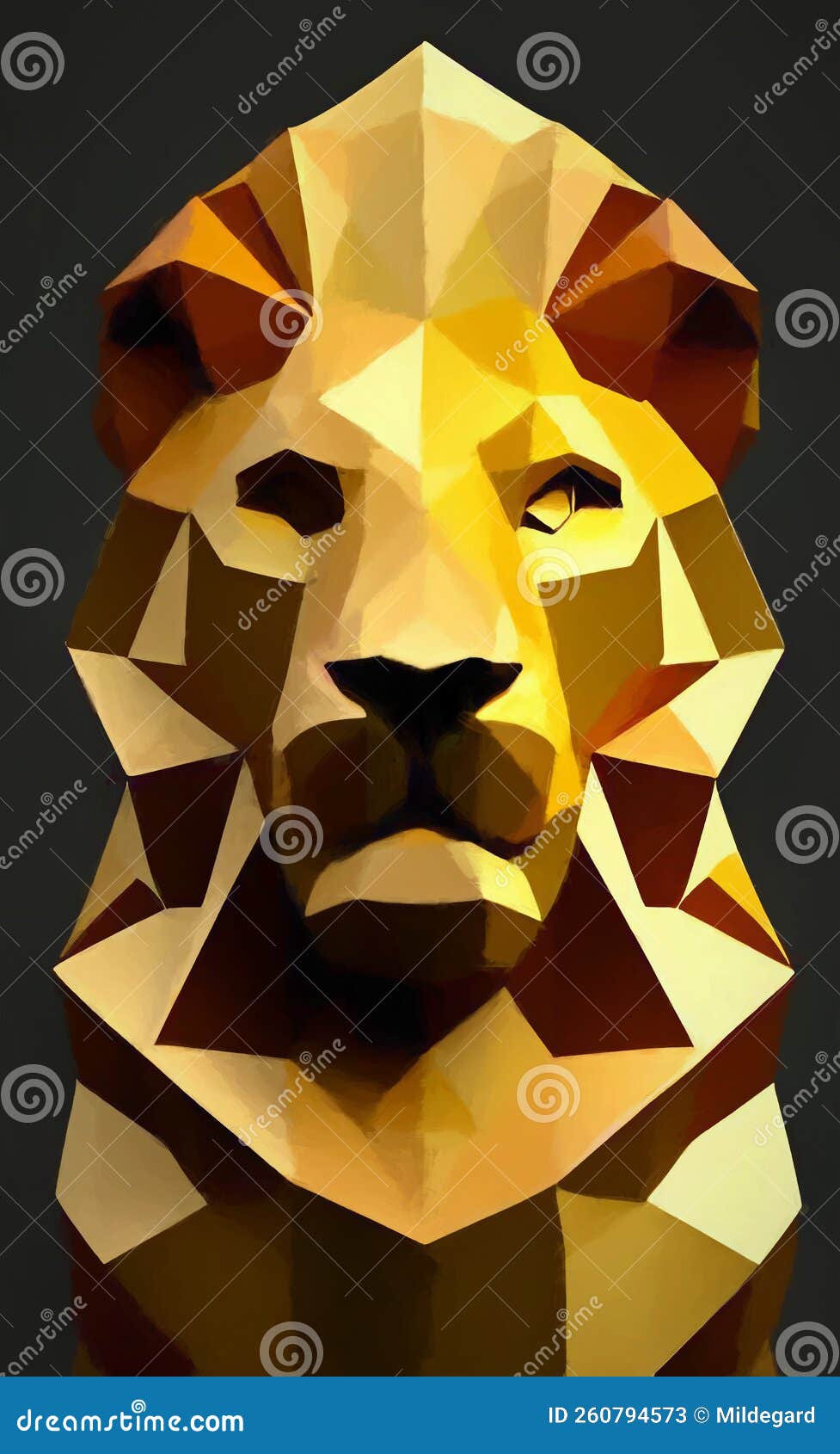 Low Poly Lion - Stylized Digital Art Stock Illustration - Illustration ...