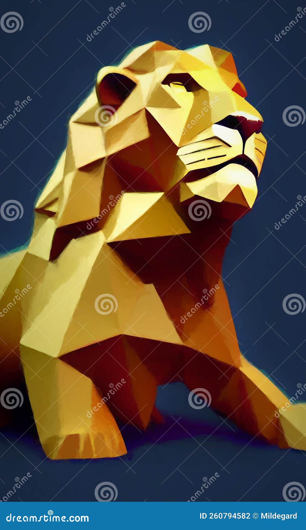 Low Poly Lion - Stylized Digital Art Stock Illustration - Illustration ...