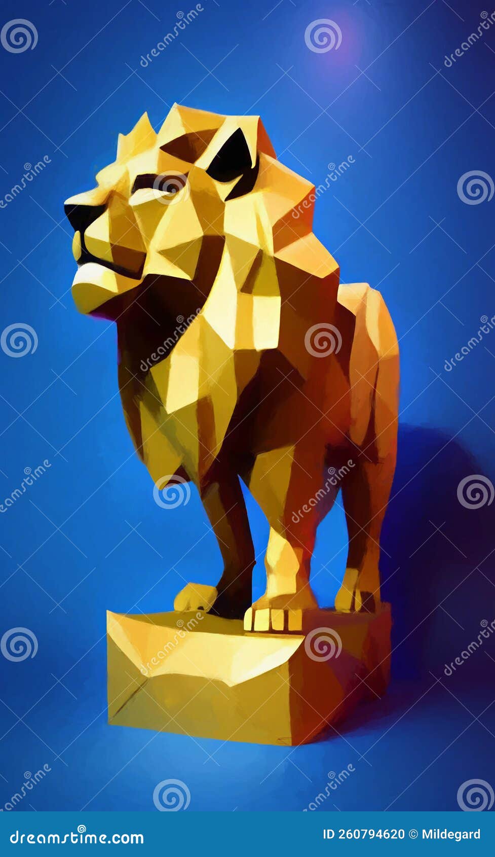 Low Poly Lion - Stylized Digital Art Stock Illustration - Illustration ...